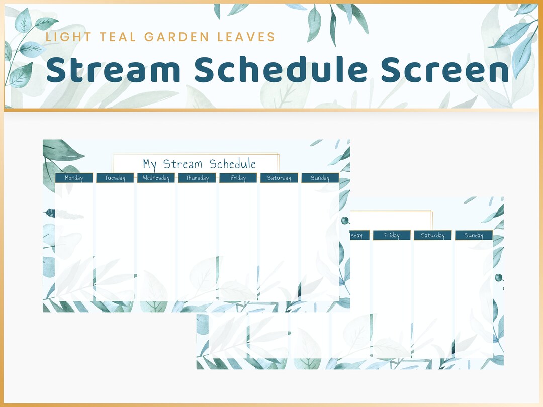 Stream Weekly Schedule Planning Screen Light Teal Garden Leaves Cute ...