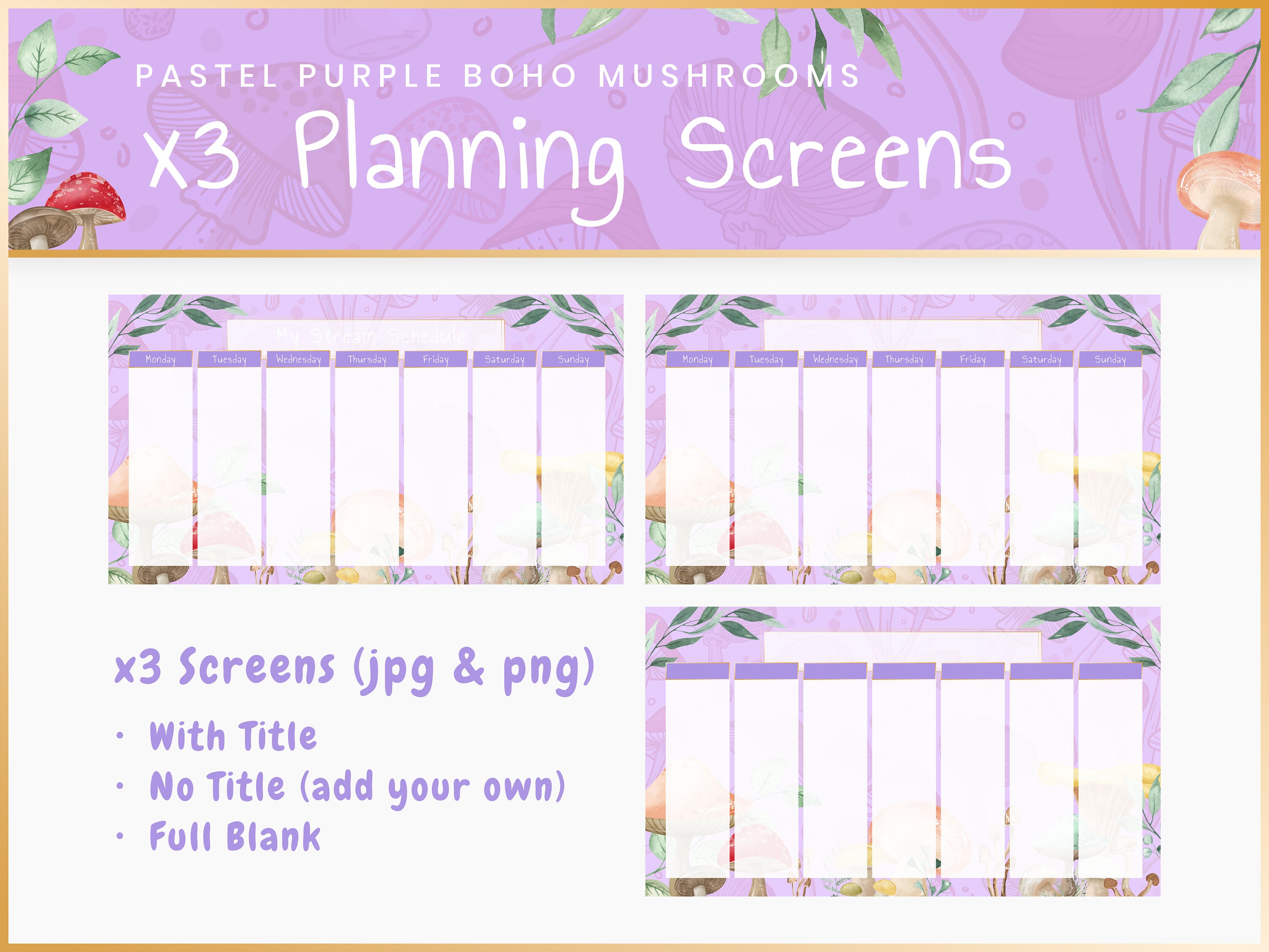 Stream Weekly Schedule Planning Screen Pastel Purple Boho - Etsy
