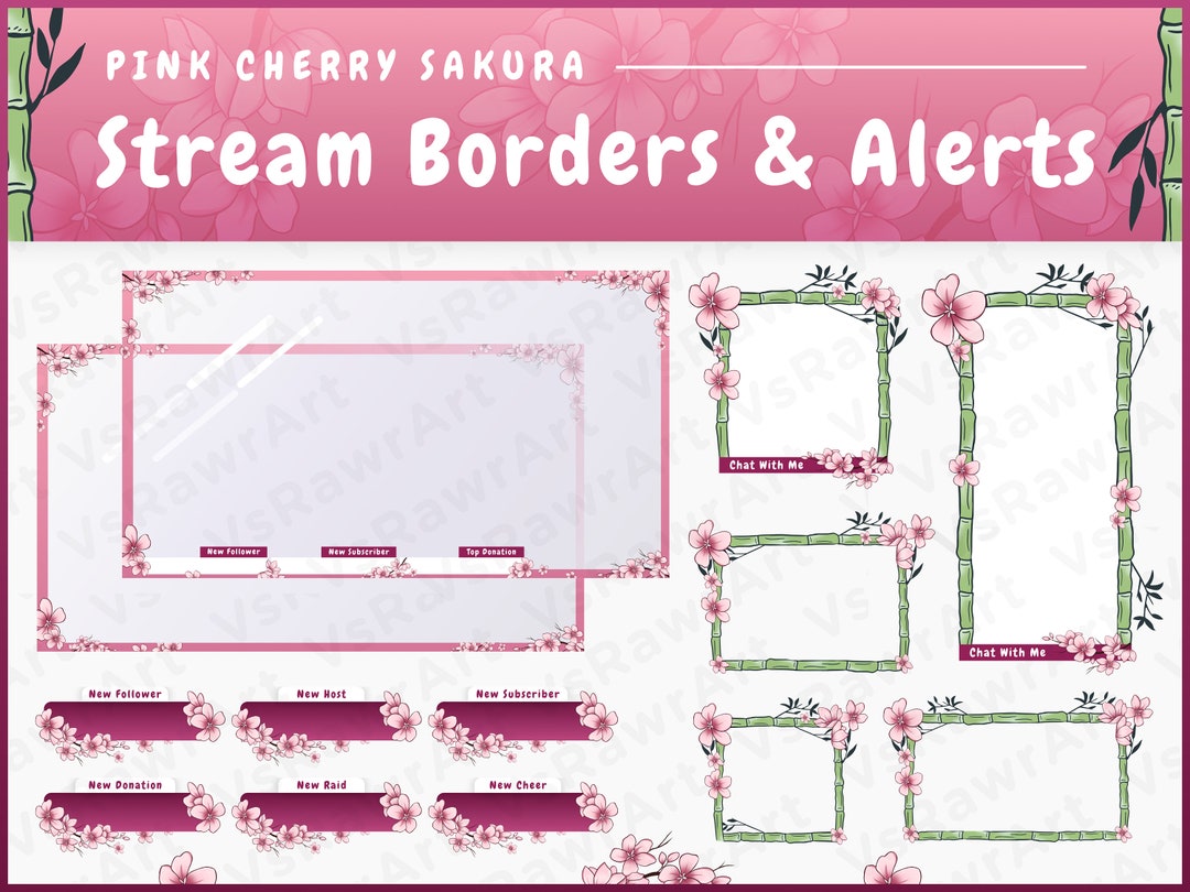 Stream Windows, Borders & Alerts - Pink Sakura Cherry Blossom | Cute ...