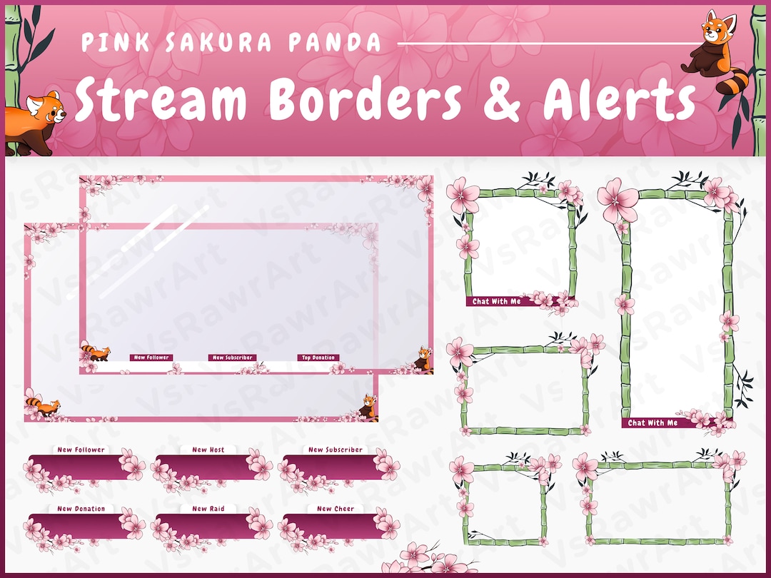 Stream Chat Windows, Borders & Alerts - Pink Sakura Panda | Cute ...