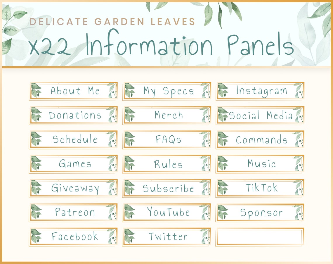 Animated Stream Overlay Package - Delicate Garden Leaves | Twitch ...
