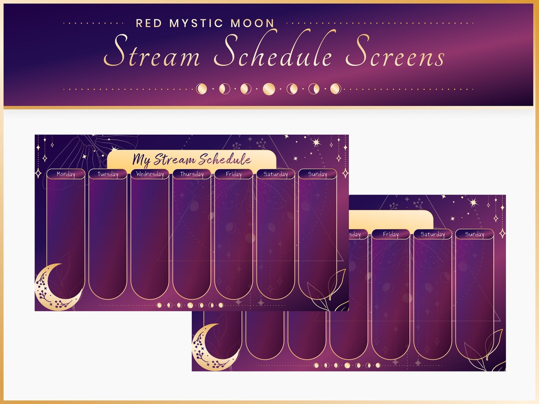 Stream Weekly Schedule Planning Screen - Red Mystic Moon | Cute ...