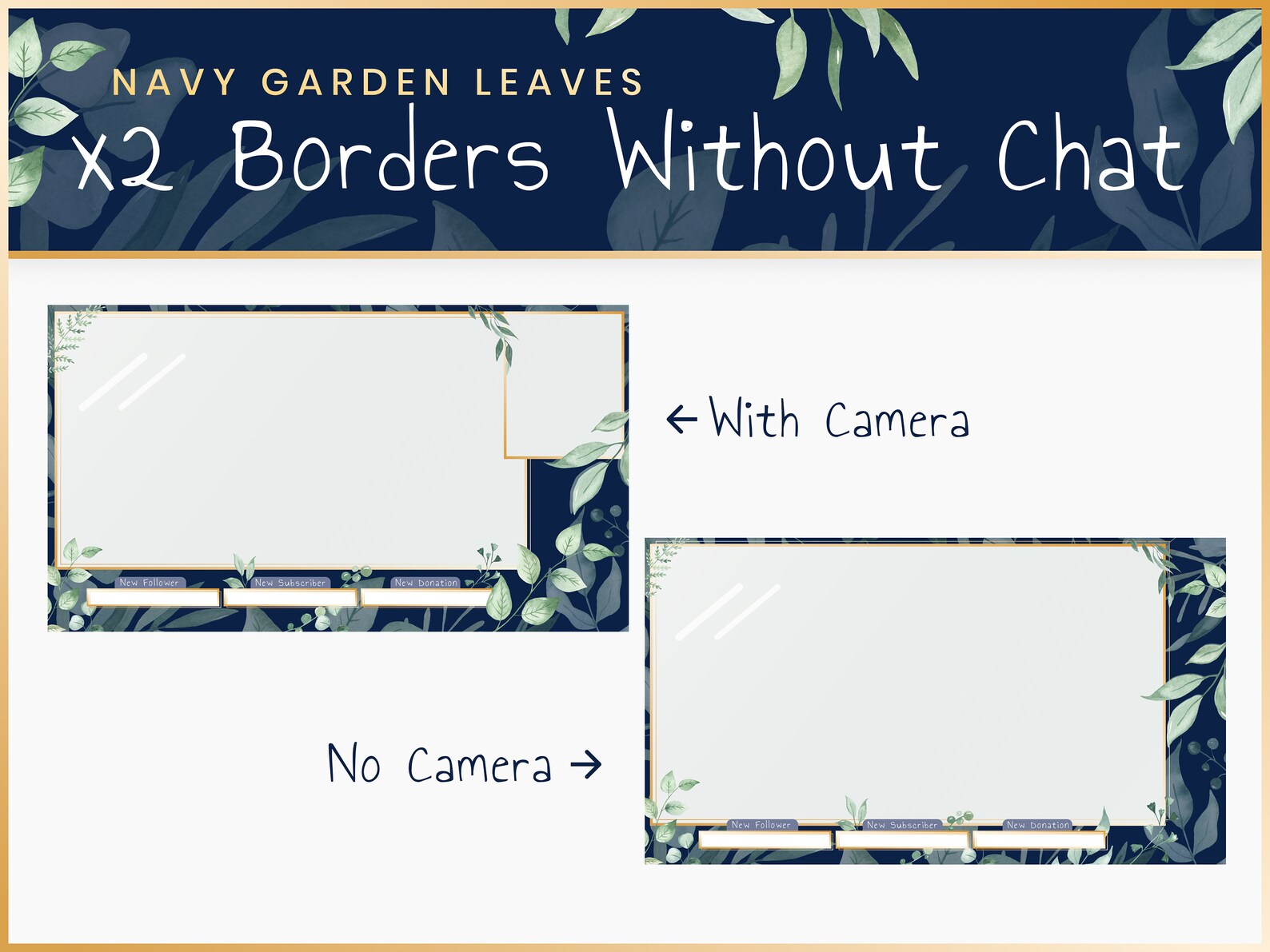 Alternate Stream Overlays Navy Garden Leaves Nature Twitch Overlay ...