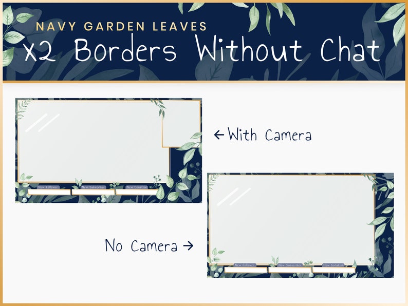 Alternate Stream Overlays Navy Garden Leaves Nature Twitch Overlay ...