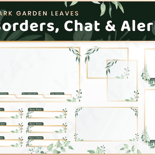 Animated Stream Overlay Package Dark Green Garden Leaves - Etsy