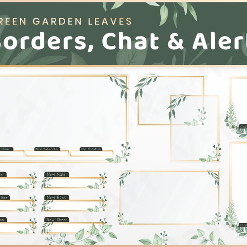Stream Chat Windows Borders & Alerts Gold Garden Leaves - Etsy