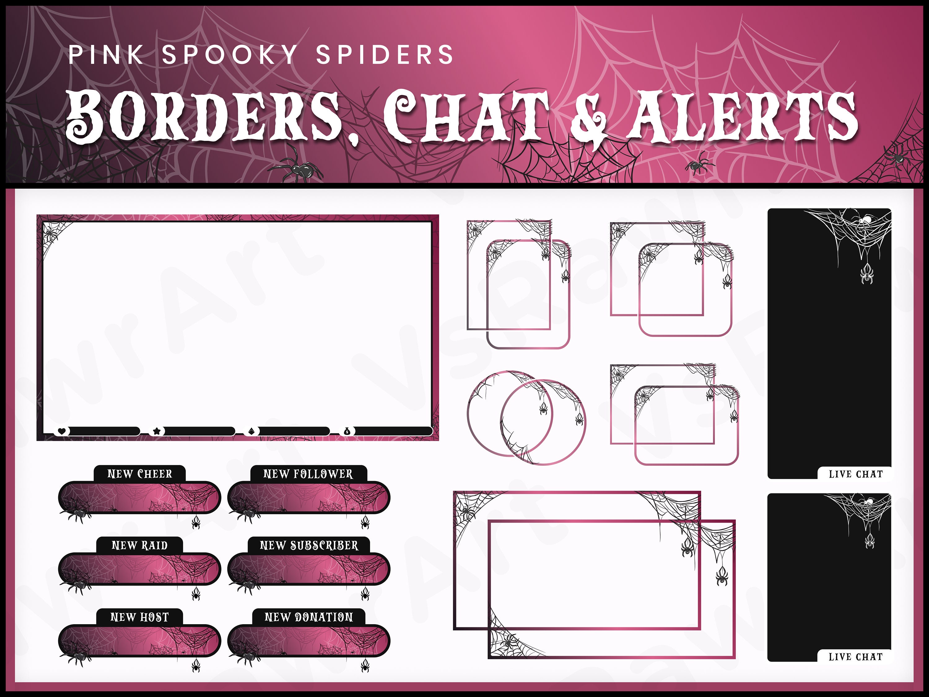 Stream Chat Windows, Camera Borders & Alerts - Pink Spooky Spiderweb ...