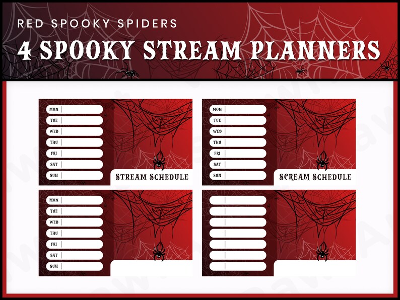 Stream Weekly Schedule Planning Screen - Red Spooky Spiderweb | Twitch ...