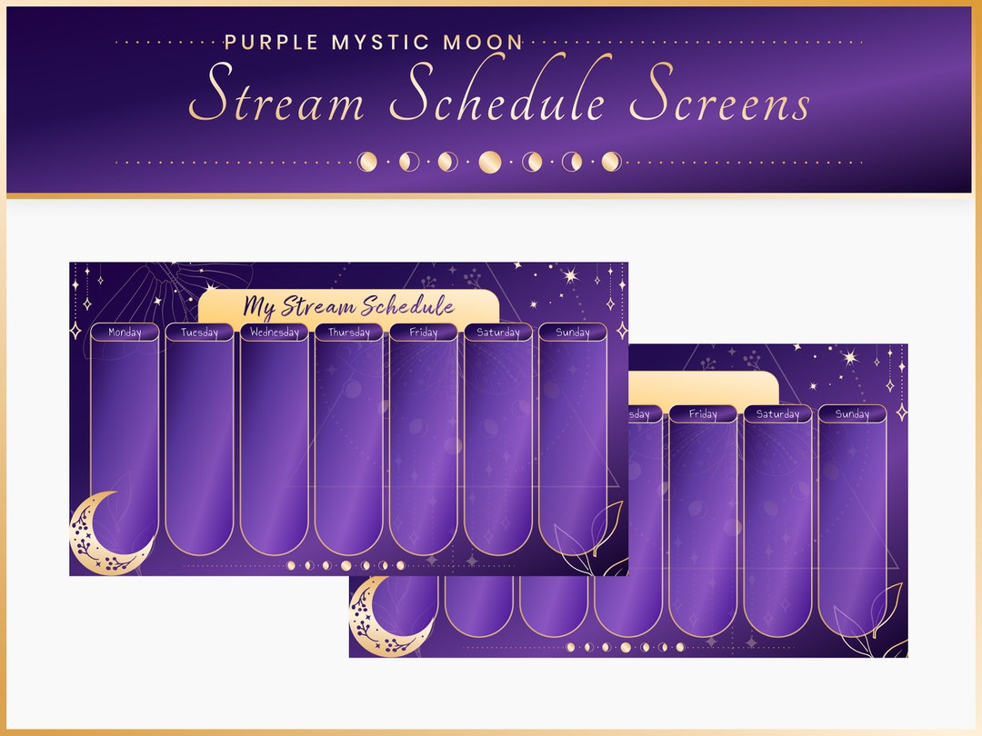 Stream Weekly Schedule Planning Screen Purple Mystic Moon Cute Twitch ...