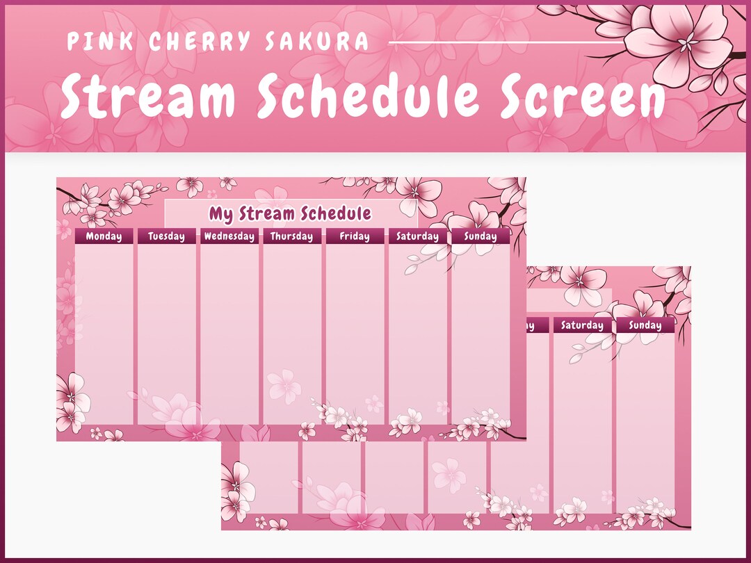 Stream Weekly Schedule Planning Screen - Pink Cherry Sakura | Cute ...