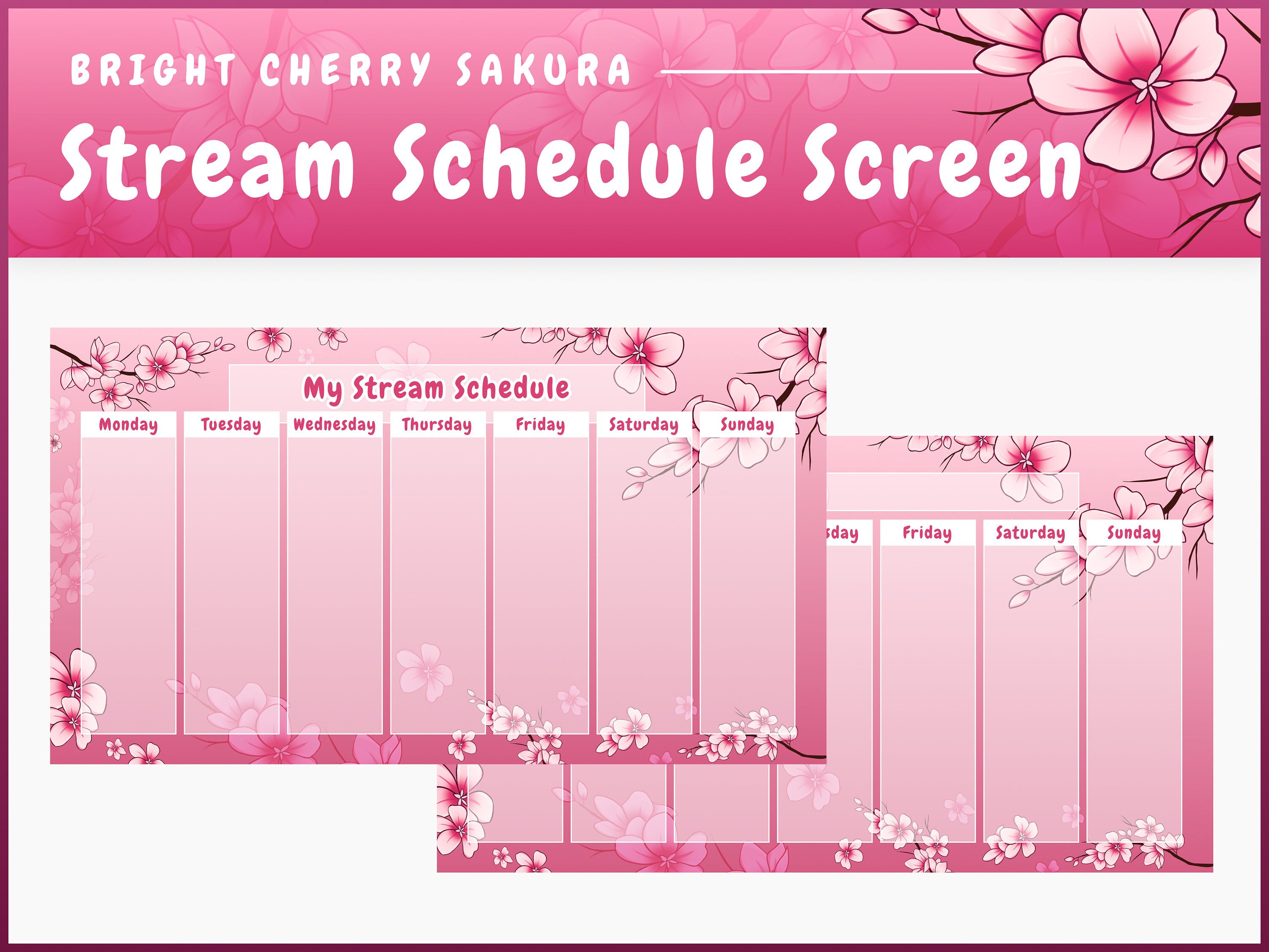 Stream Weekly Schedule Planning Screen - Bright Cherry Sakura | Cute ...