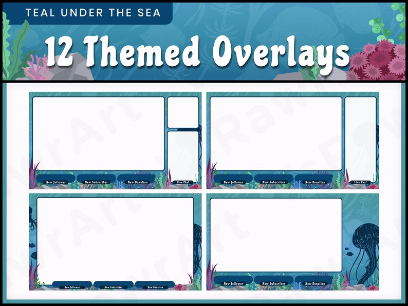 Stream Overlays Teal Under the Sea Twitch Overlay Unique Stream Offline ...