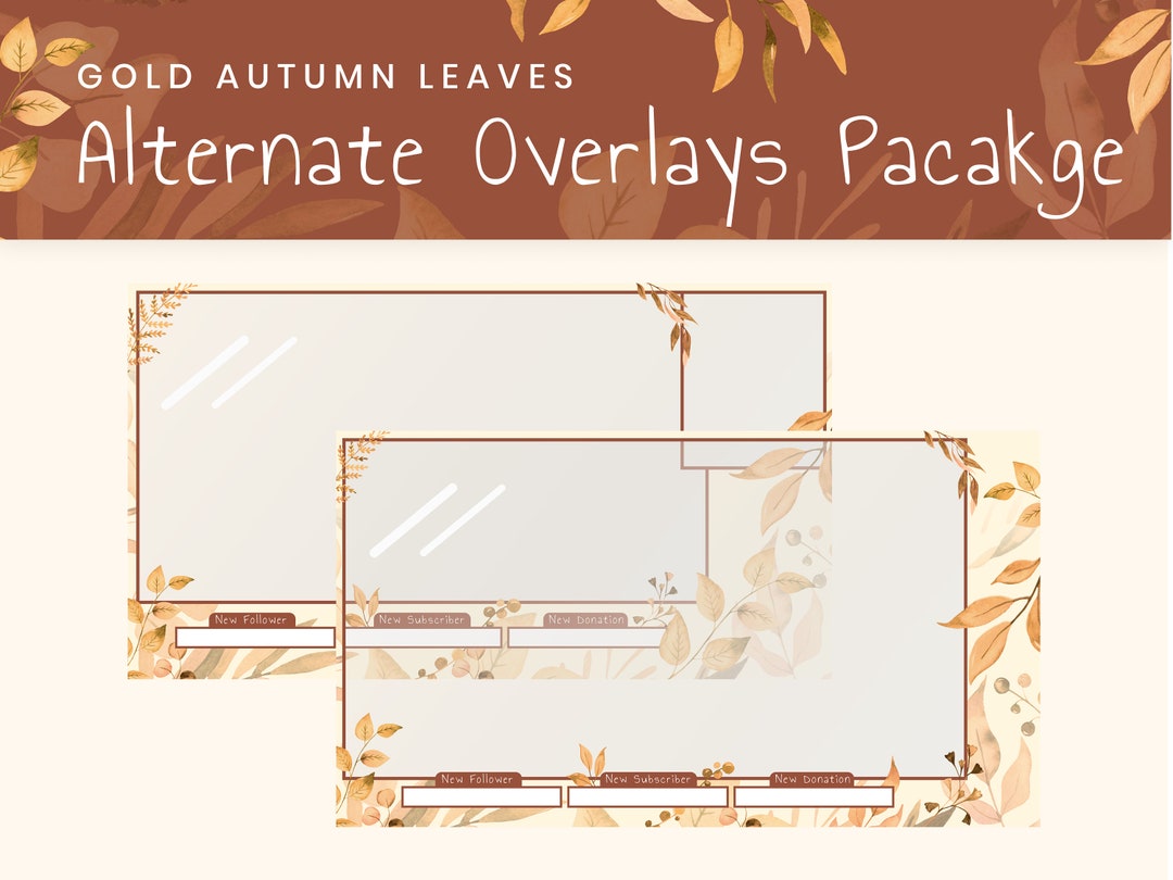 Alternate Stream Overlays Gold Autumn Leaves Twitch Overlay Banner ...