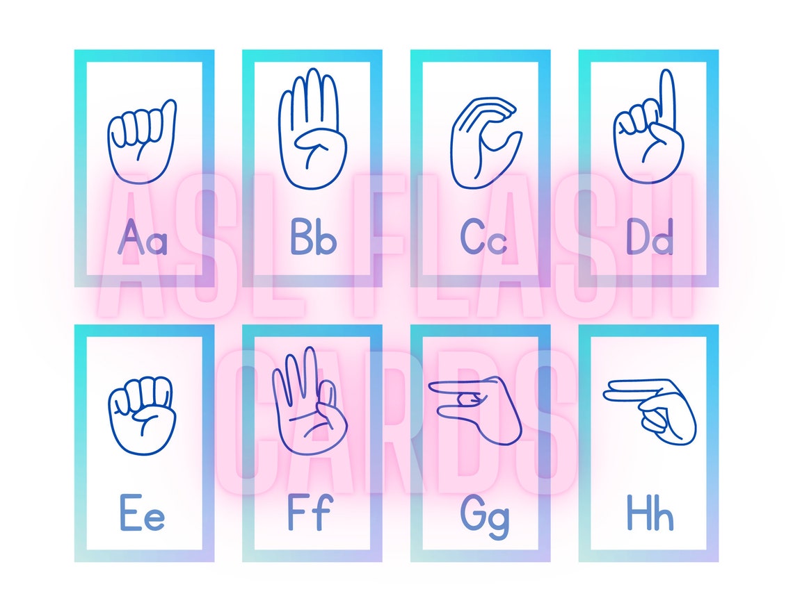 ASL Alphabet Flash Cards: Printable Learning (digital Download) - Etsy