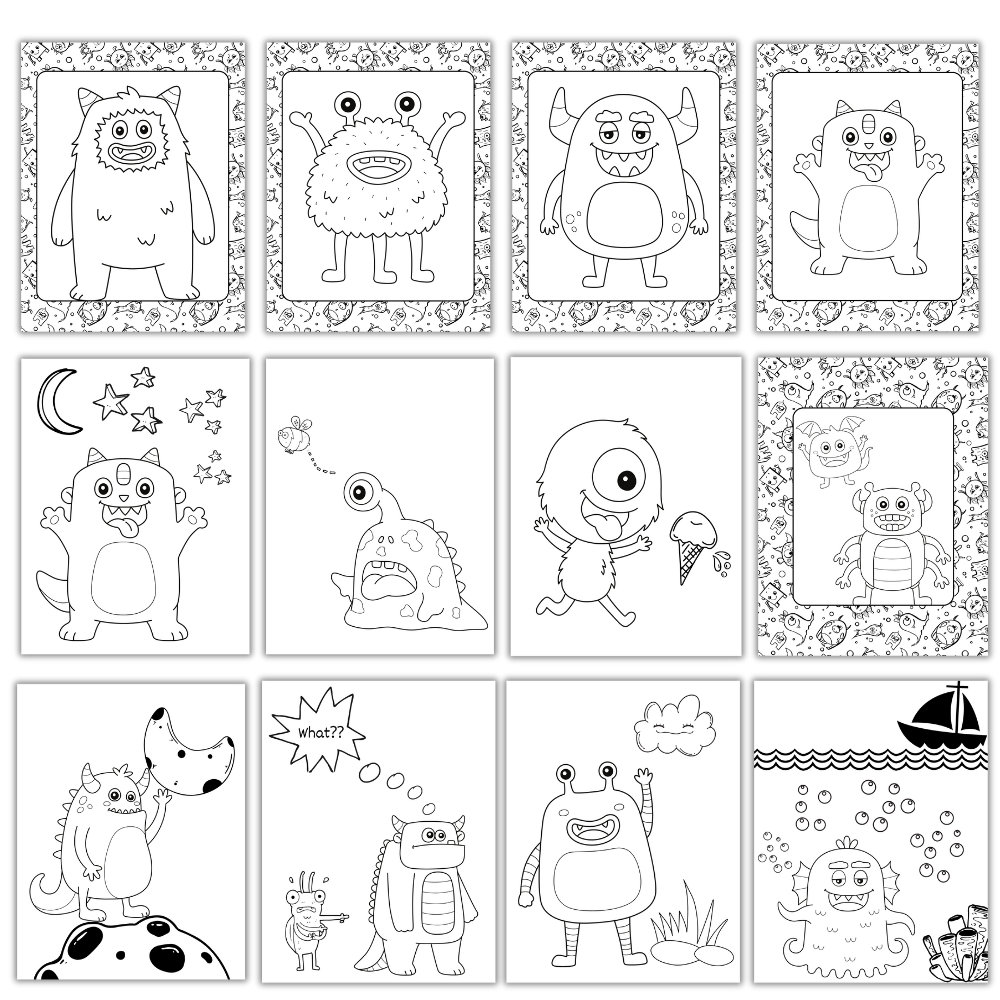 Kid's Monster Coloring Pages, Printable, Children Coloring Page ...