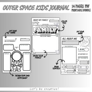Kid's Black and White Outer Space Journal, Printable, Journal, Digital ...