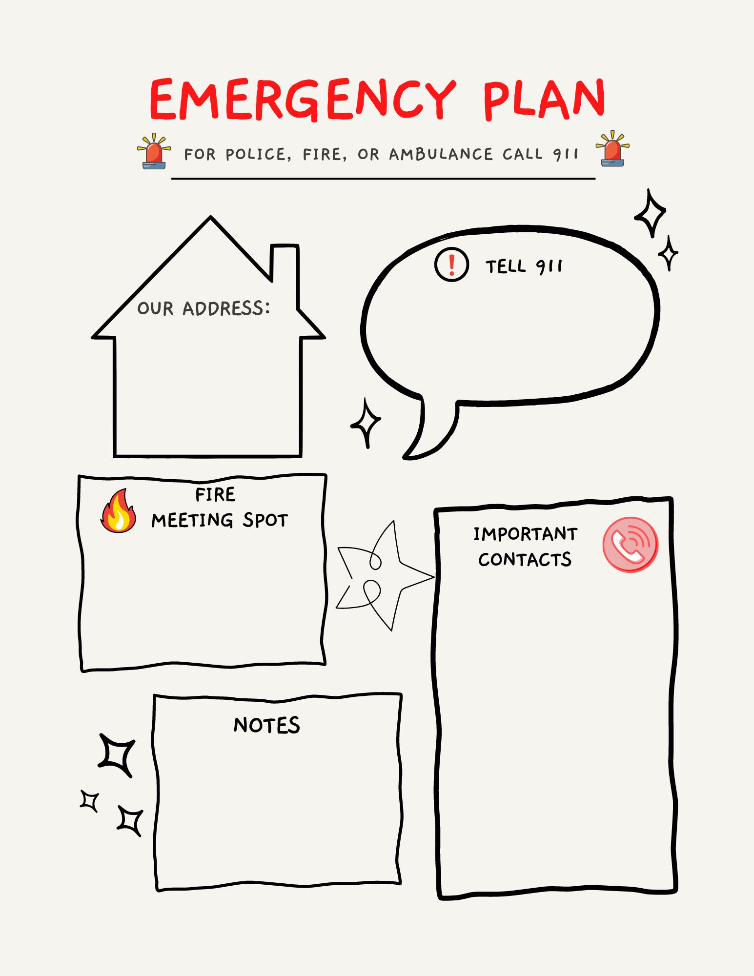 Emergency Plan, Digital, Printable, PDF, Family Plan, Emergency Binder ...