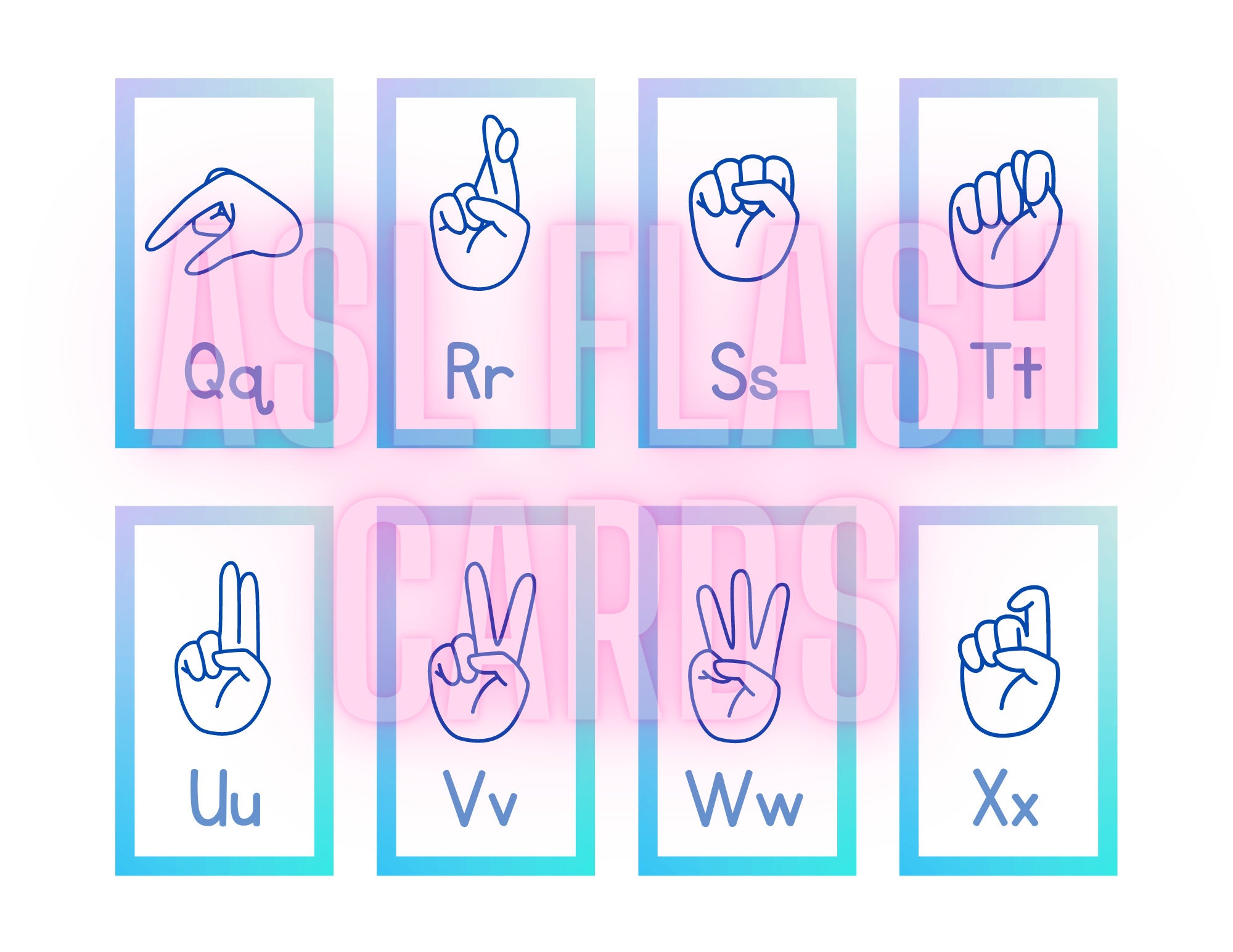 ASL Alphabet Flash Cards: Printable Learning (digital Download) - Etsy