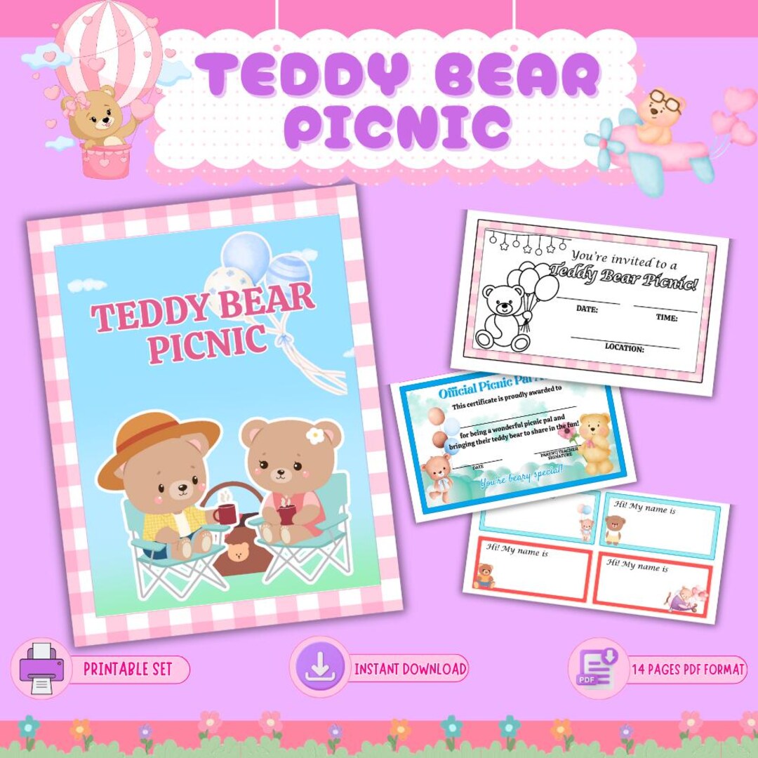 Printable Teddy Bear Picnic Activity, Name Tag, Scavenger Hunt ...