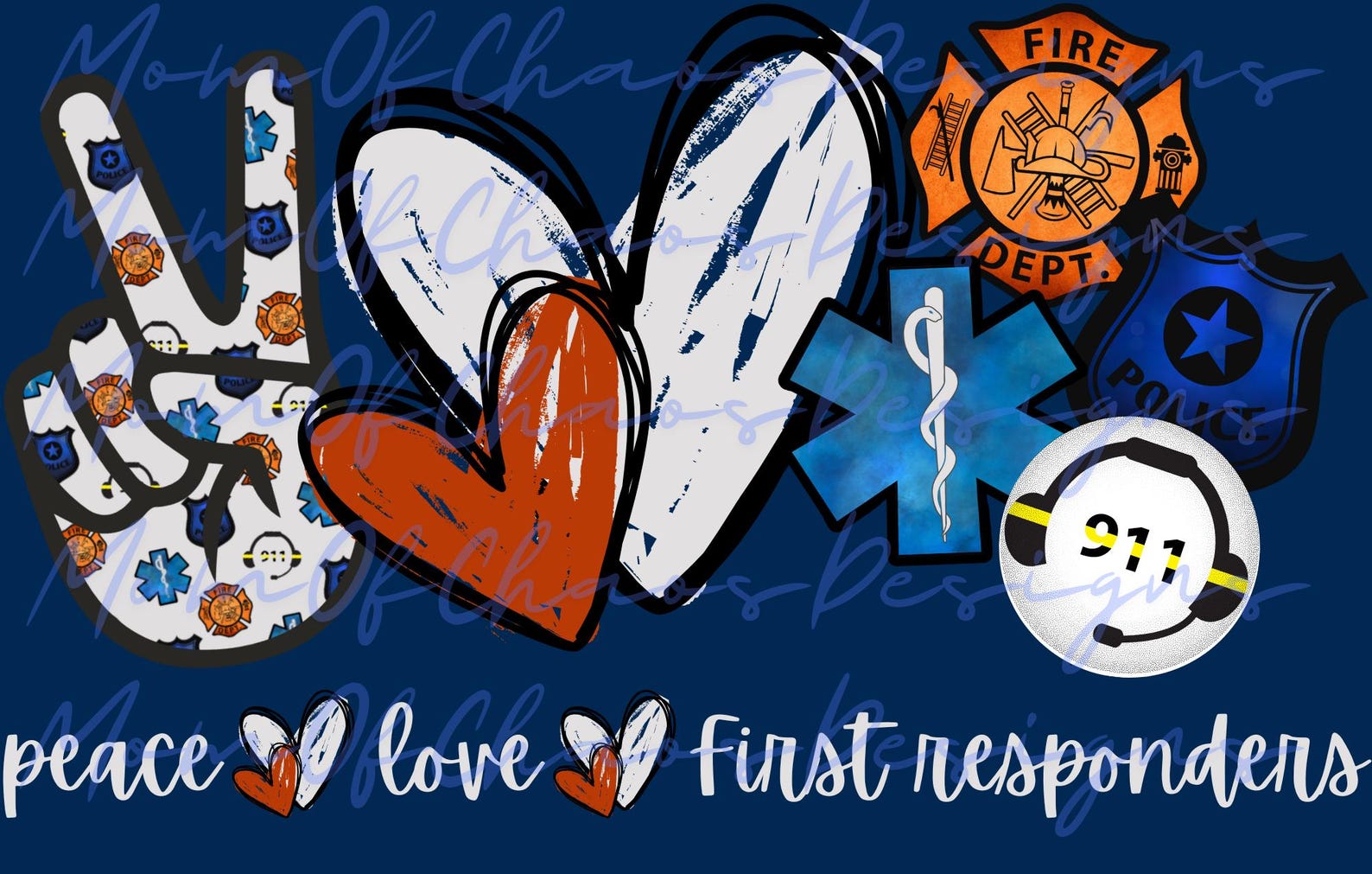 Peace Love First Responders PNG: Police, Firefighter, EMT Clipart ...