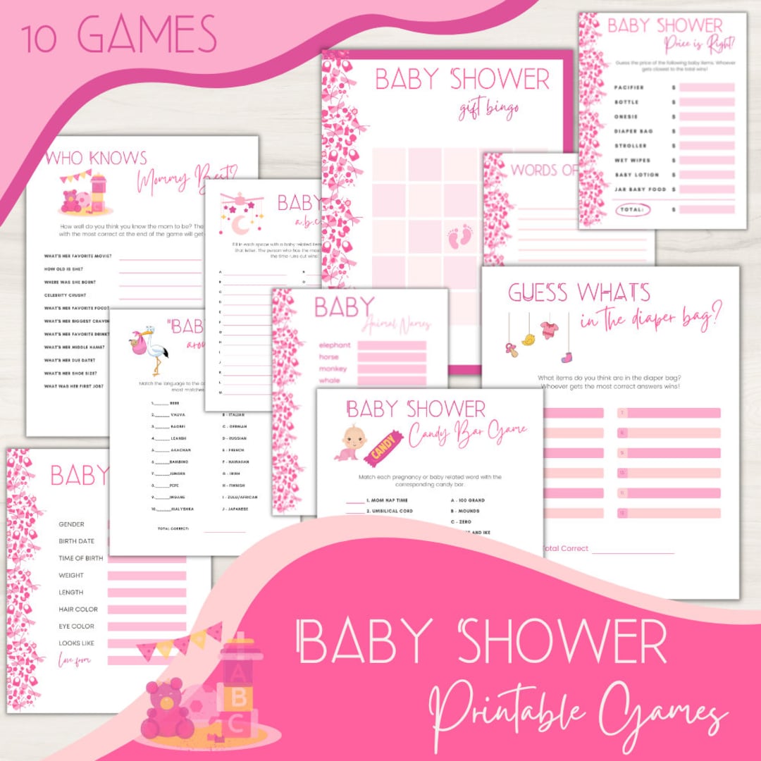 Pink Baby Shower Games Bundle: 10 Printable Games (digital Download) - Etsy