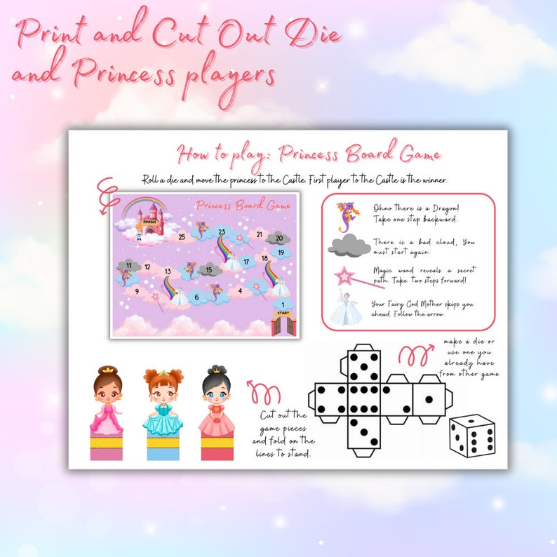 Princess Board Game Printable, Printable Game, Learning, Digital ...