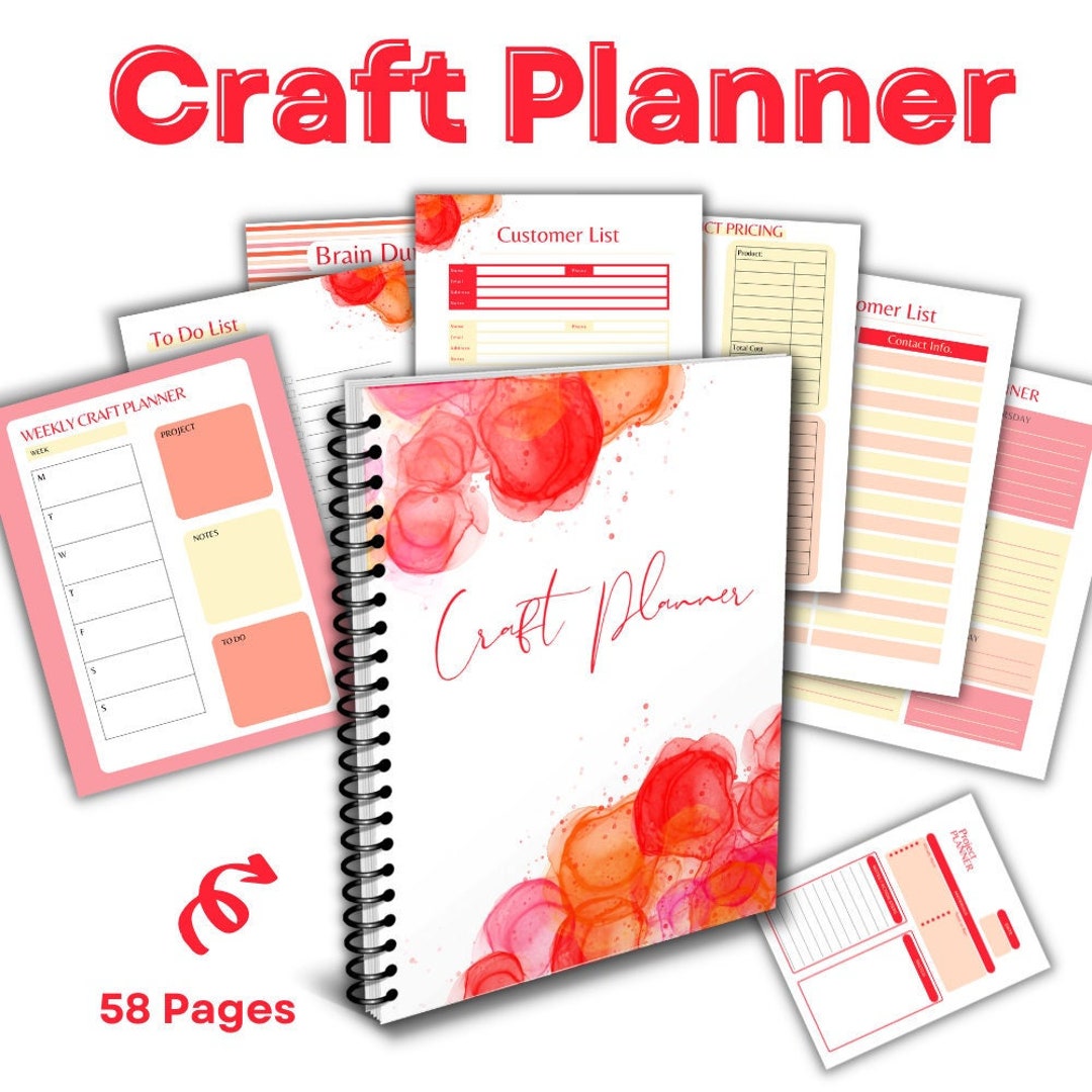 Craft Planner, Red, Digital Download, Printable Planner - Etsy