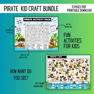 Printable Pirate Kids Craft Activity, Color by Number, I Spy, Build A ...
