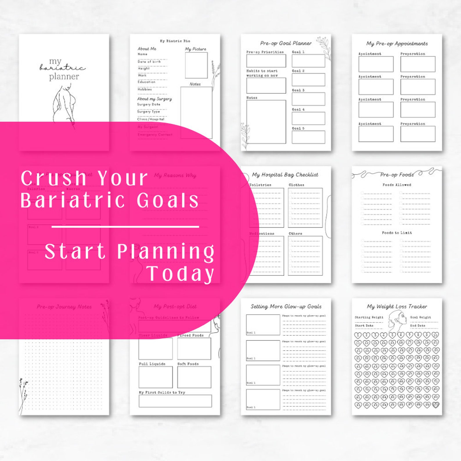 Bariatric Planner, Printable, Surgery Planner, Digital, Pre-surgery ...