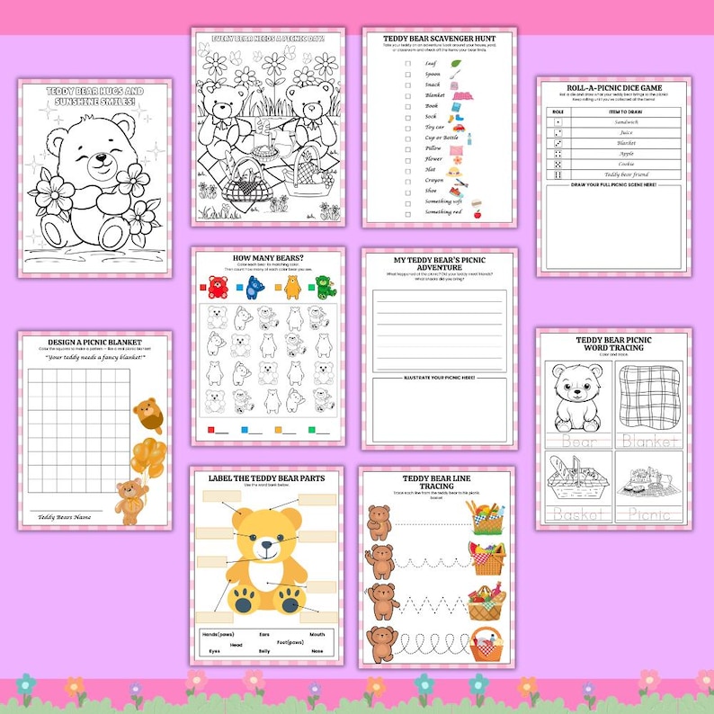 Printable Teddy Bear Picnic Activity, Name Tag, Scavenger Hunt ...
