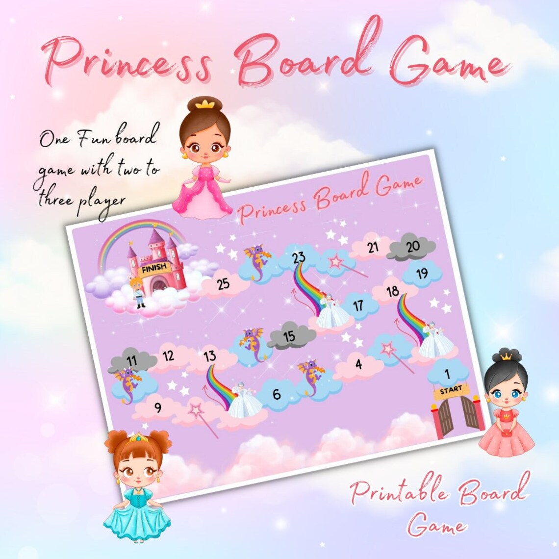 Princess Board Game Printable, Printable Game, Learning, Digital ...