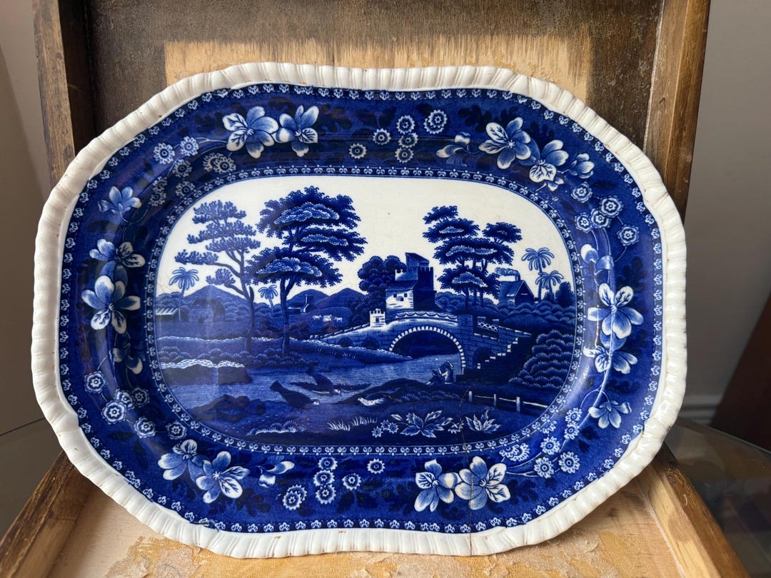 Antique Copeland Spode’s Tower Repaired Oval Serving Platter - Etsy