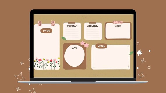 Brown Pastel Organizer Wallpaper Desktop Wallpaper Laptop | Etsy