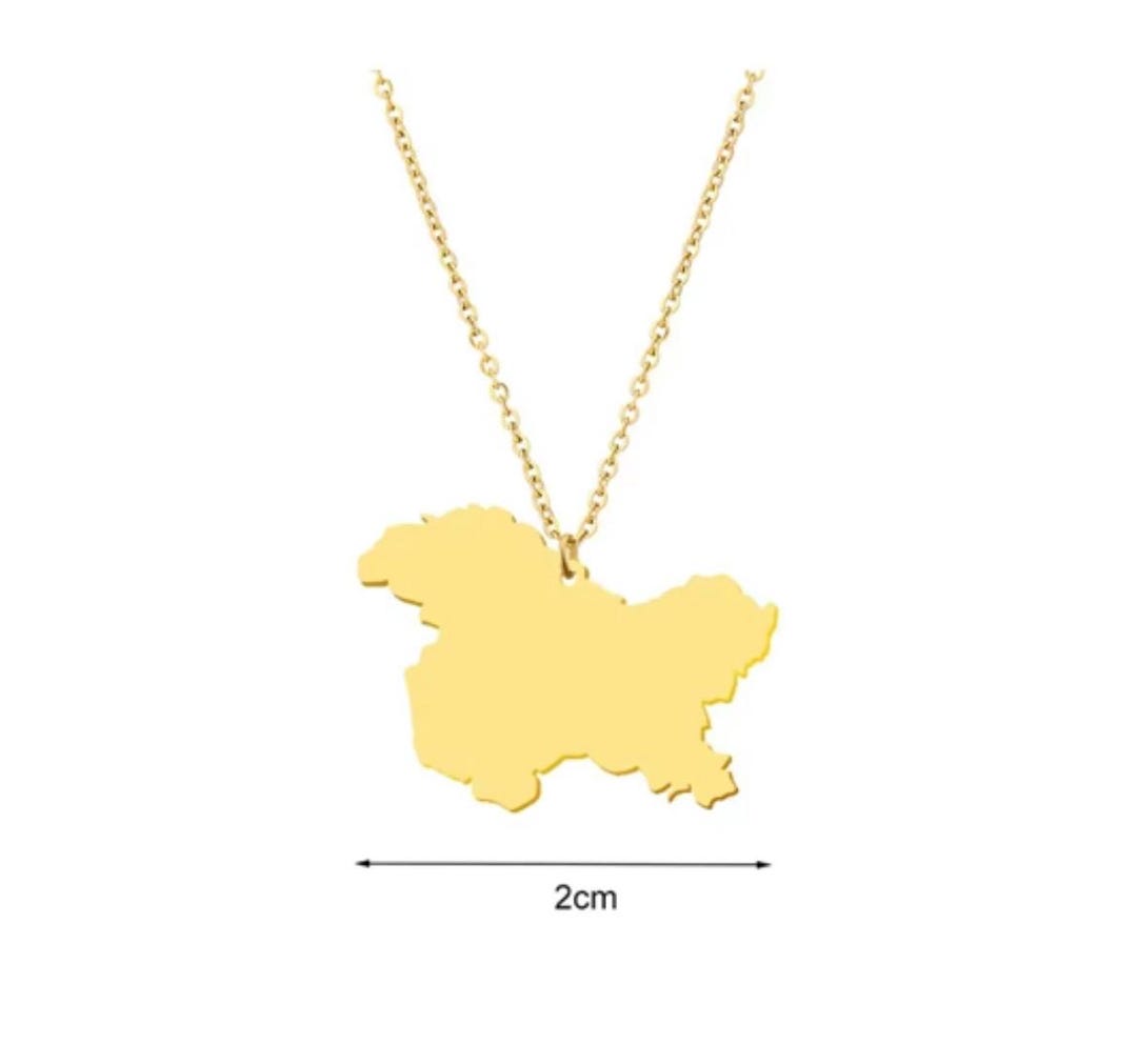 Kashmir/pakistan Map Necklace - Gold - Anti Tarnish Rust Free ...