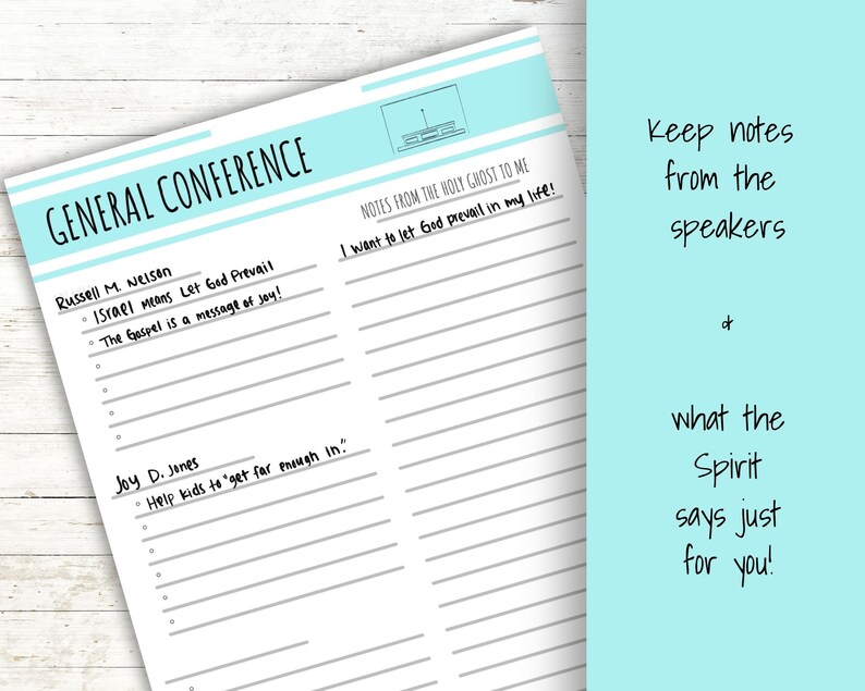 Printable General Conference Note Pages PDF Print - Etsy