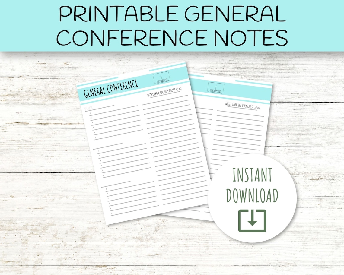 Printable General Conference Note Pages PDF Print - Etsy