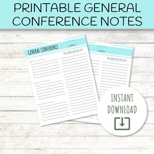 Printable General Conference Note Pages PDF Print - Etsy