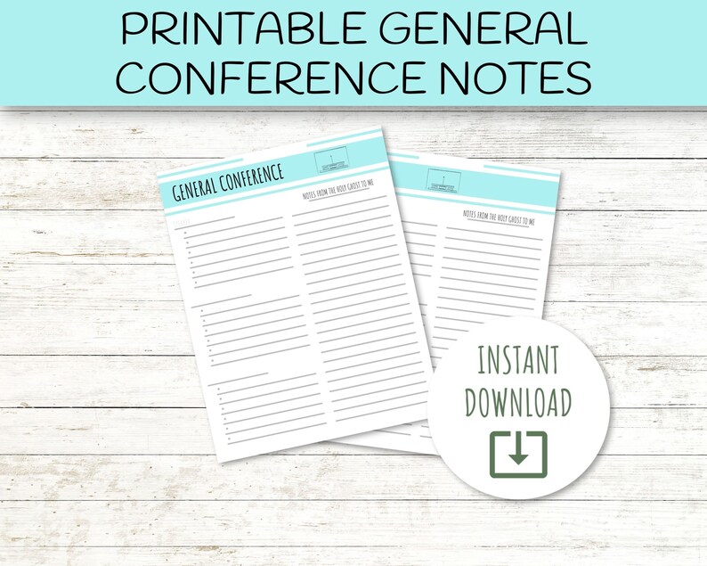 Printable General Conference Note Pages PDF Print - Etsy