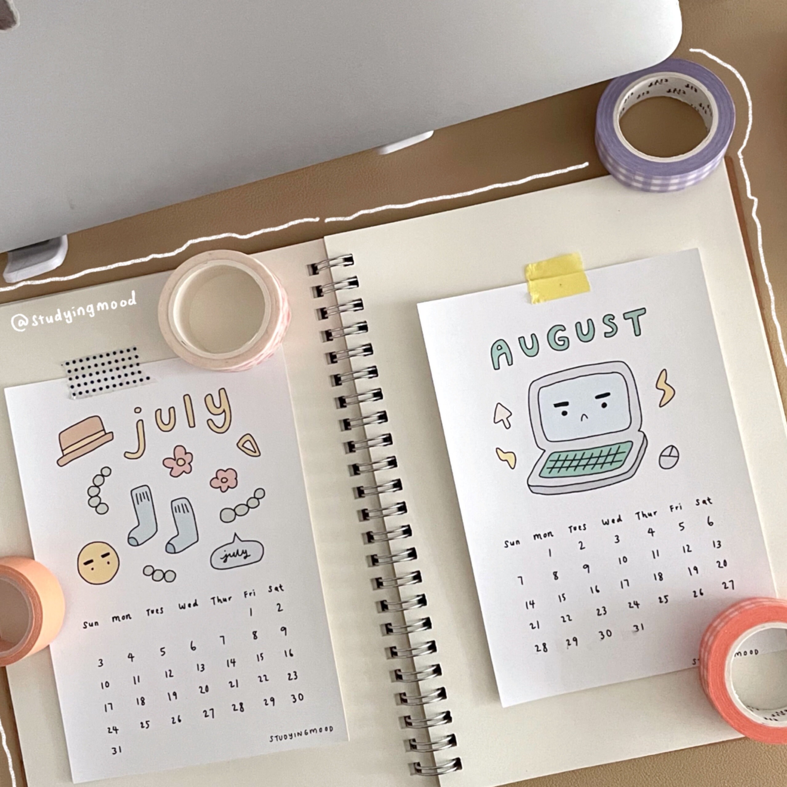 2022 Calendar Printable Doodle-themed Monthly Planner Inserts in ...