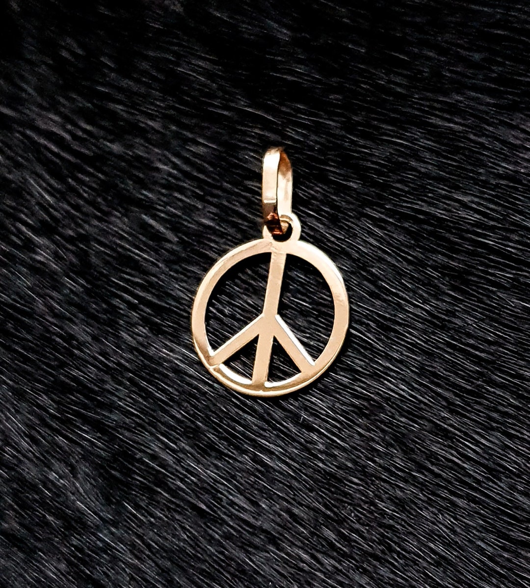 Solid Gold Pendant Peace Symbol Charm or Necklace - Choose 9ct 10K or ...