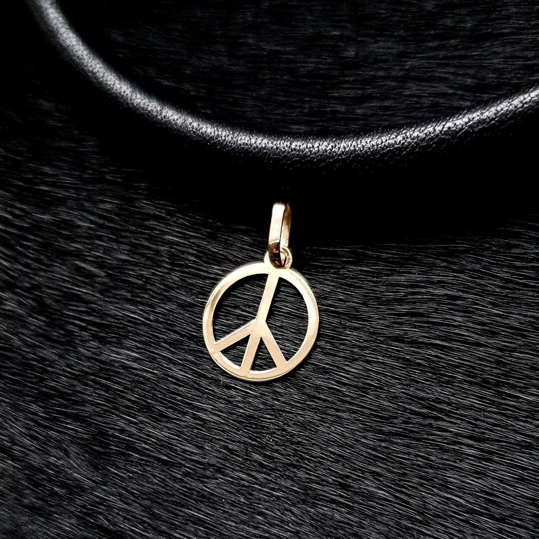 9K Gold Sign of Peace Symbol Pendant Charm for Necklace 9ct 375 Yellow ...