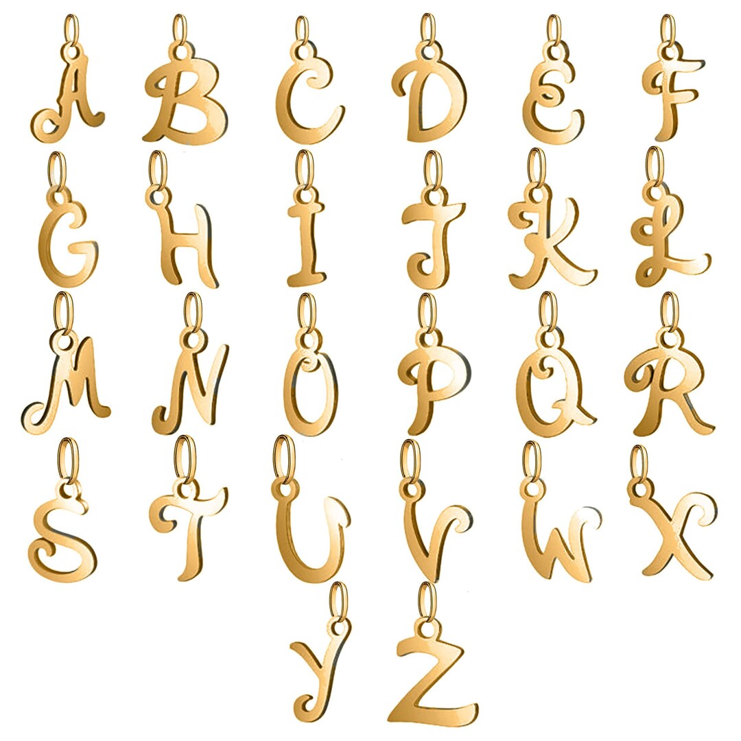 14K 585 Gold Pendant Initial Alphabet Small Letter Charm for Necklace ...