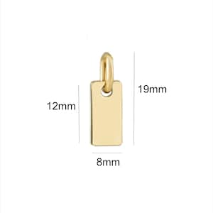 14K/10K/9K Solid Gold Rectangle Pendant Tag Personalized Charm Custom ...