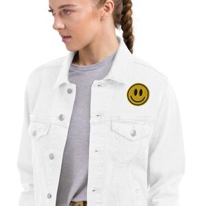 Smiley Face Denim Jacket - Embroidery Design Front and Back | Smile ...