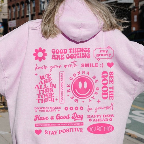 Positive Hoodie Aesthetic Oversized Hoodie Positive Quotes | Etsy