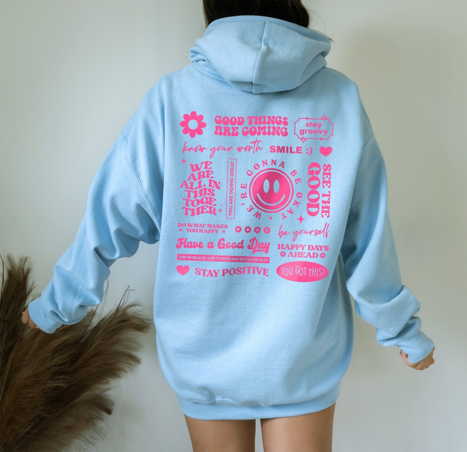 Positive Hoodie - Aesthetic Oversized Hoodie | Positive Quotes | Trendy ...