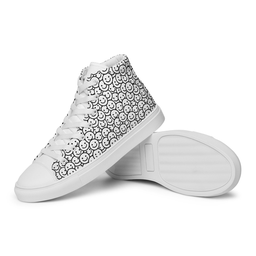 Smile Face Shoes | Aesthetic Shoes | High Top Canvas Shoes for Women ...