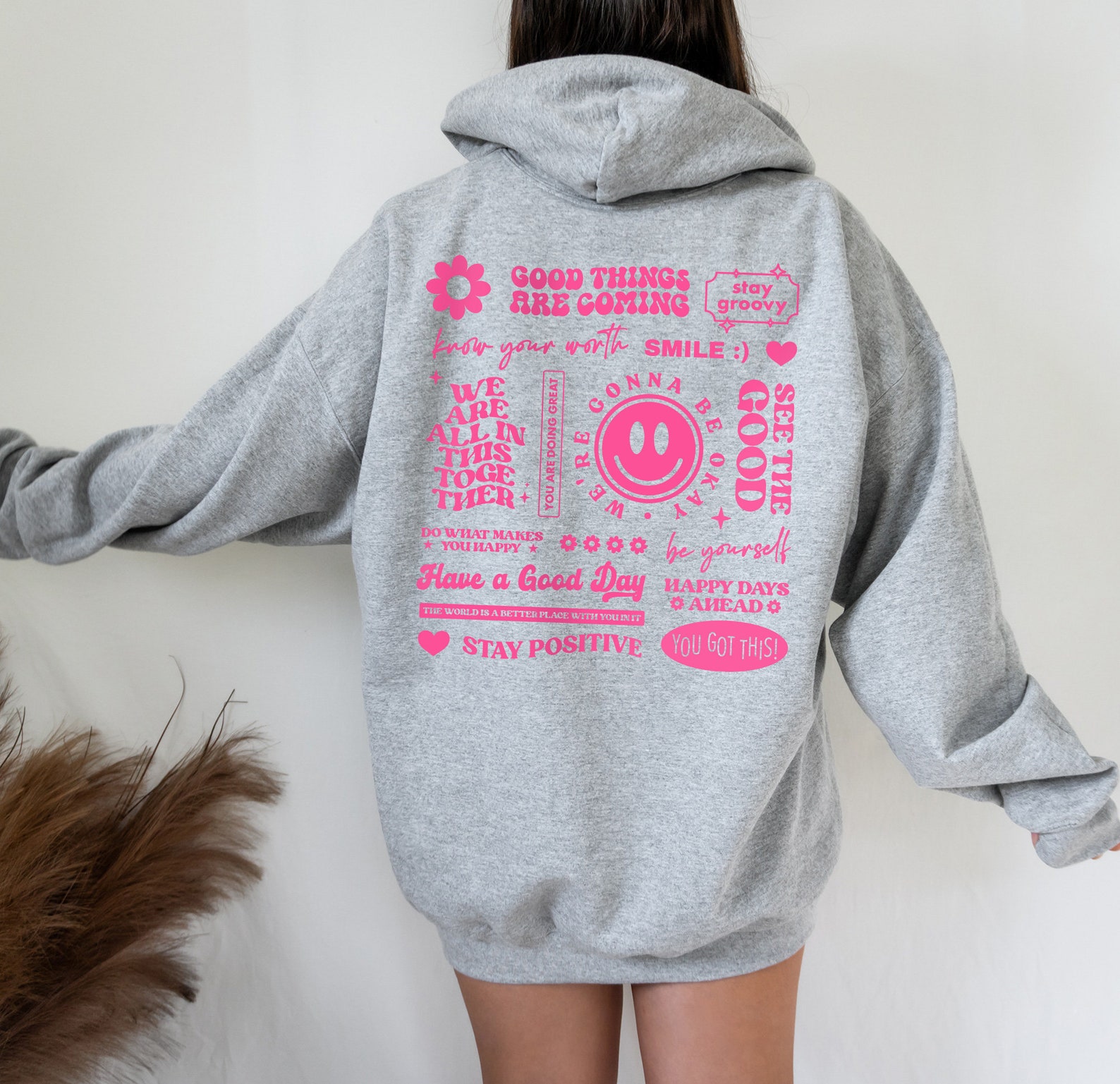 Positive Hoodie - Aesthetic Oversized Hoodie | Positive Quotes | Trendy ...