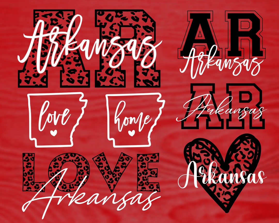 Arkansas 7 Design Bundle Svg, Arkansas Leopard Love Heart Map Bundle ...
