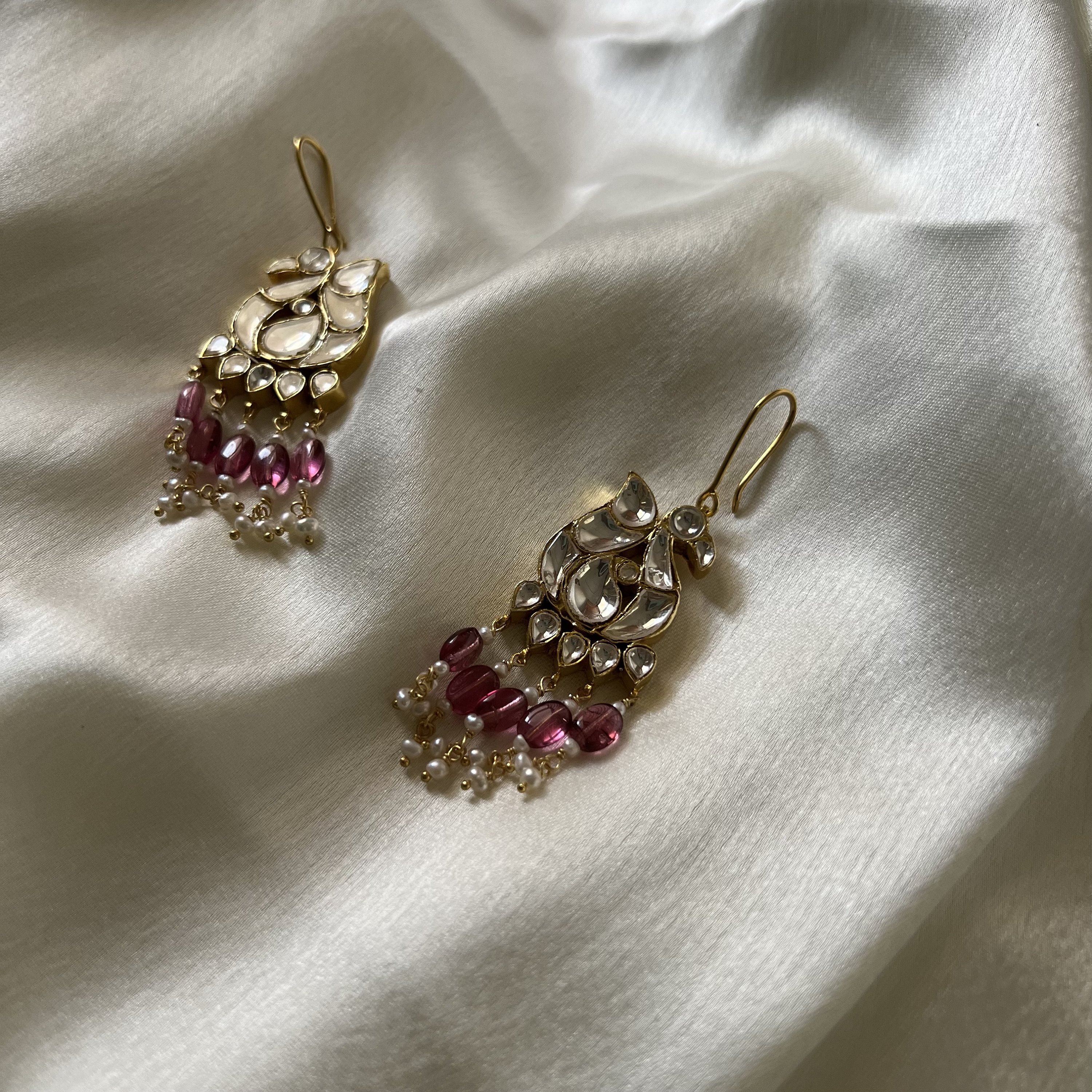 925 Sterling Silver Gold Plated Peacock Earrings, Handcrafted Silver ...